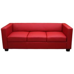 HHG 3er Sofa Lille Leder, rot