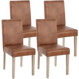 HHG 4er-Set Esszimmerstuhl Littau, Stuhl Küchenstuhl Textil, Wildlederimitat, Beine Struktur - Eiche - brown