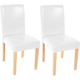 HHG [NEUWERTIG] 2er-Set Esszimmerstuhl Stuhl Küchenstuhl Littau Leder, weiß, helle Beine - white