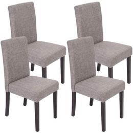 HHG - 4er-Set Esszimmerstuhl Stuhl Küchenstuhl Littau Textil, grau, dunkle Beine - grey