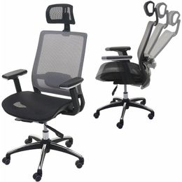 Neuwertig] Bürostuhl HHG 795, Schreibtischstuhl Drehstuhl, ergonomisch Kopfstütze Stoff/Textil schwarz/grau - grey