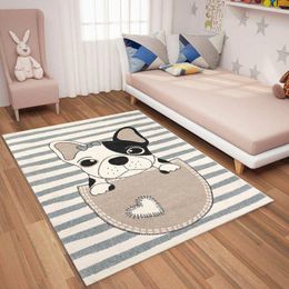 Vimoda - Teppich Hunde Welpe Kinder Zimmer Blau