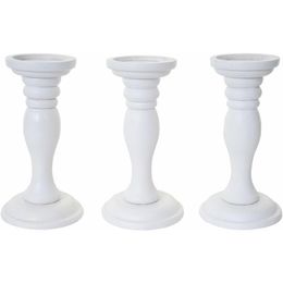 Neuwertig] 3er Set Kerzenständer HHG 447, Kerzenhalter, Shabby-Look Vintage Höhe 24cm weiß lackiert - white