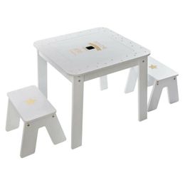 Set Tisch + 2 Hocker für Kinderzimmer Atmosphera Gold - Gold