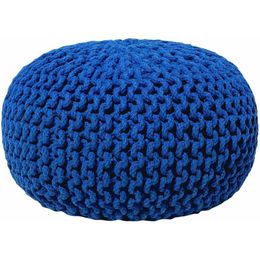 Beliani Pouf Kobaltblau 100% Baumwolle Rund ⌀ 40 cm Elegant Modern - Blau