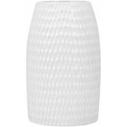 Beliani Dekovase Weiß 14 x 25 cm Steinzeug Pflegeleicht Wohnartikel Ovalförmig Klassisch - Weiß