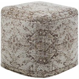 Beliani Pouf Taupe Baumwolle quadratisch 42 x 42 cm mit eps Füllung orientalisches Muster Boho-Stil Deko Fußhocker für Wohnzimmer Schlafzimmer Flur