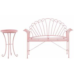 Beliani - Bistro Set Metall Bank mit Beistelltisch Rosa Balkonset Gartenmöbel für Garten für Terrasse - Rosa