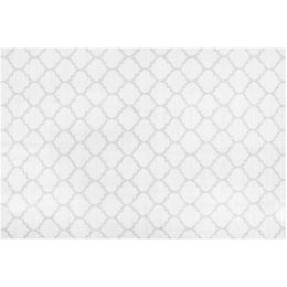 Beliani - Outdoor Teppich Grau Weiß pvc 160 x 230 cm Kurzflor Marokkanisches Muster Handgewebt Rechteckig - Weiß