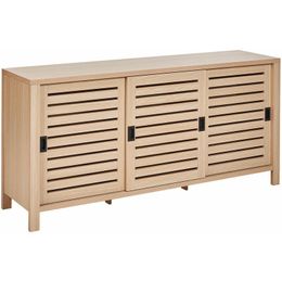 Beliani Sideboard Heller Holzfarbton 3 Türen 160 x 40 x 75 cm Modernes Design Kommode für Wohnzimmer Schlafzimmer Flur - Heller Holzfarbton