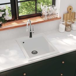 MAISONCHIC Küchenspüle Granitspüle Spülen mit 1 Becken Spülbecken Cremeweiß DE17673