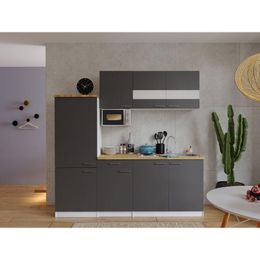Küche Küchenzeile Küchenblock Einbauküche Weiß Grau Malia 210 cm respekta