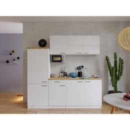 Küche Küchenzeile Küchenblock Einbauküche Weiß Malia 210 cm respekta