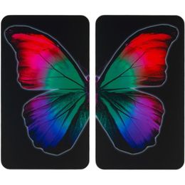 Wenko - Maximex Herdabdeckplatte Universal Butterfly by Night 2er Set, für alle Herdarten, Mehrfarbig, Gehärtetes Glas mehrfarbig, Kunststoff (tpe)
