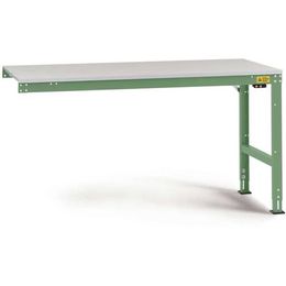 Manuflex LU6063.6011 ESD ESD-Arbeitstisch UNIVERSAL Standard Anbautisch mit Kautschukplatte, BxTxH = 1500 x 1000 x 760-870 mm Resedagrün (RAL 6011)