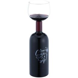 Weinflasche Glas, xl Weinglas mit Spruch, Fun Geschenk für Weinliebhaber, Weinflaschenglas 750 ml, transparent - Relaxdays