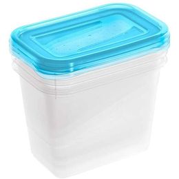 keeeper 3er Set Lunchboxen, 3 x 1 l, 15,5 x 10,5 x 11,5 cm, Fredo Fresh, Blau transparent