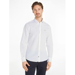 Langarmhemd Tommy Hilfiger "CL W-CO LINEN SOLID SF SHIRT" Gr. 44, N-Gr, weiß (optic white) Herren Hemden Langarm