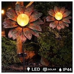 2x LED Solar Außen Steck Lampen Glas Strahler Kugel Garten Deko Blumen Leuchten