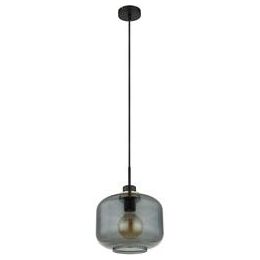 Globo Hängelampe Pendellampe Esszimmerlampe Wohnzimmerleuchte Küchenleuchte, Metall Rauchglas schwarz bronzefarben, E27, D 24 cm