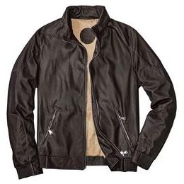 Heinz Bauer Manufakt Herren Leather Blouson Regular Fit Braun einfarbig - 50