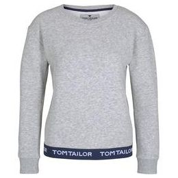 Tom Tailor Damen Pyjama Sweatshirt, grau, Logo Print, Gr. 40