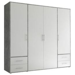 Kleiderschrank Schlafkontor "Valencia" Schränke Gr. B/H/T: 206cm x 195cm x 60cm, 4 St., weiß (beton hell / weiß)