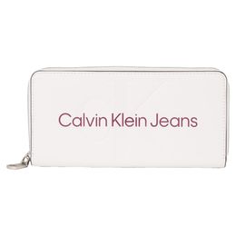 Geldbörse Calvin Klein Jeans "SCULPTED ZIP AROUND MONO" weiß Kleinlederwaren Geldbörsen mit großflächigem Markenlogo vorne