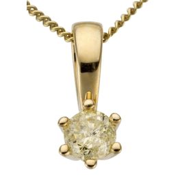 Ketten-Anhänger Firetti "Schmuck Geschenk Gold 750 Halsschmuck Anhänger Halskette Solitär" Schmuckanhänger Gr. 0,2 ct P2 = erkennbare Einschlüsse, Gelbgold 585-Diamanten, 0,6 g, gelb (gelbgoldfarben, gw=getöntes, weiß) Damen Anhänger mit Brillant in Krappenfassung