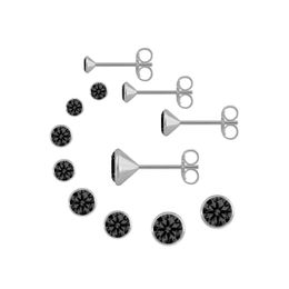 Ohrstecker-Set Firetti "Multipack Schmuck Geschenk Silber 925 Ohrstecker Glitzerstein" Ohrringe Gr. Silber 925 (Sterlingsilber), silberfarben (silberfarben, schwarz, schwarz) Damen Brautschmuck