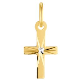 Kreuz-Anhänger Amor "9218479" Schmuckanhänger Gr. Gelbgold 585, 0,26 g, gelb (gelbgoldfarben) Damen Anhänger