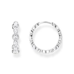 Paar Creolen Thomas Sabo "Kreise mit weißen Steinen, CR715-051-14" Ohrringe Gr. Silber 925 (Sterlingsilber), bunt (silberfarben, weiß, kristallweiß) Damen Creolen