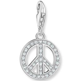 Charm-Einhänger Thomas Sabo "Peace, Peace gold, 1880-051-14, 1898-488-7" Charms bunt (silberfarben, weiß, weiß) Damen Charms Anhänger