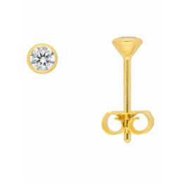 Adelia´s Paar Ohrhänger ADELIA´S "1 585 Gold Ohrringe / Ohrstecker mit Zirkonia Ø 3,5 mm" Gr. Damen, Gelbgold 585, goldfarben (gold) Damen Ohrhänger