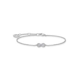 Armband Thomas Sabo "Infinity/Unendlichkeitsschleife silber, A2003-051-14-L19V" Armbänder Gr. 19, Silber 925 (Sterlingsilber), bunt (silberfarben, weiß, weiß) Damen Armbänder Silber