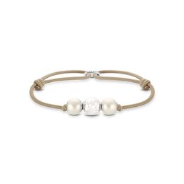 Perlenarmband Thomas Sabo "A2074-170-19-L22V" Armbänder Gr. 22, Silber 925 (Sterlingsilber)-Perlen-Nylon, bunt (silberfarben, weiß, weiß) Damen Perlenarmbänder