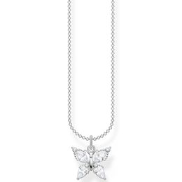 Kette mit Anhänger Thomas Sabo "Schmetterling, KE2101-051-14-L45V" Halsketten Gr. 45, Silber 925 (Sterlingsilber), bunt (silberfarben, weiß, kristallweiß) Damen Ketten mit Anhänger