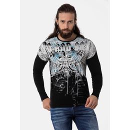 Cipo & Baxx Langarmshirt CIPO & BAXX Gr. M, schwarz Herren Shirts Langarm