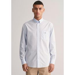 Langarmhemd Gant "Regular Fit Gingham Popeline Hemd strapazierfähig pflegeleicht kariert" Gr. L, N-Gr, blau (light blue) Herren Hemden Langarm