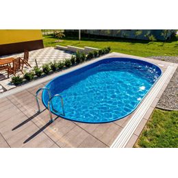Poolomio Pool STARTER SET Stahlwandpool Oval Ibiza 416 x 800 x 120 cm (Set)
