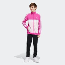 Trainingsanzug adidas Sportswear "ESSENTIALS 3-STREIFEN TIBERIO" Gr. 152, pink (semi lucid fuchsia, white, clear pink, white) Kinder Sportanzüge Bekleidung