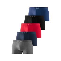 H.I.S. Boxer H.I.S Gr. XL, 5 St., bunt (grau, meliert, schwarz, navy, rot, blau) Herren Unterhosen Wäsche Nachtwäsche