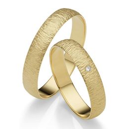 Trauring Firetti "Schmuck Geschenk Gold 375 Hochzeit Ehering "LIEBE"" Fingerringe Gr. 50, 0,01 ct SI = kleine Einschlüsse mit Brillant, Gelbgold 375, 5 mm, gelb (gelbgoldfarben) Trauringe