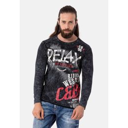 Cipo & Baxx Langarmshirt CIPO & BAXX Gr. S, schwarz Herren Shirts Langarm