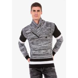 Cipo & Baxx Strickpullover CIPO & BAXX Gr. L, schwarz (schwarz, grau) Herren Pullover