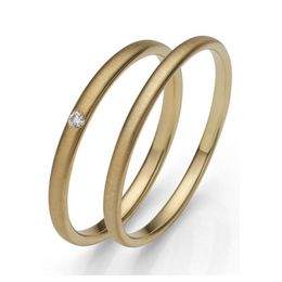 Trauring Firetti "Schmuck Geschenk Gold 375 Hochzeit Ehering "LIEBE"" Fingerringe Gr. 50, 0,015 ct SI = kleine Einschlüsse mit Brillant, Gelbgold 375, 2,0 mm, gelb (gelbgoldfarben) Trauringe