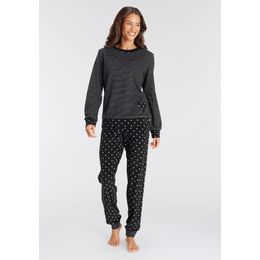 Pyjama Vivance Dreams Gr. 44/46, grau (steifen,, herzchen, muster) Damen Homewear-Sets Pyjamas