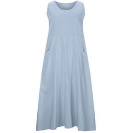 ZWY Trachtenkleid Sommer Baumwolle Frauenkleider ärmellos Tasche lange Kleider