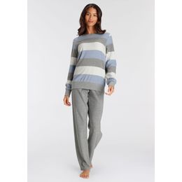 Pyjama Vivance Dreams Gr. 32/34, grau (grau, blau) Damen Homewear-Sets Pyjamas