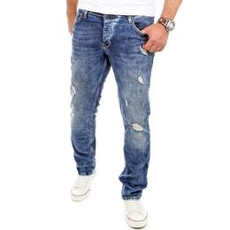 Reslad Slim-fit-Jeans Reslad Jeans-Herren Destroyed Look Slim Fit Stretch Denim Jeans-Hose Destroyed Look Slim Fit Jeans